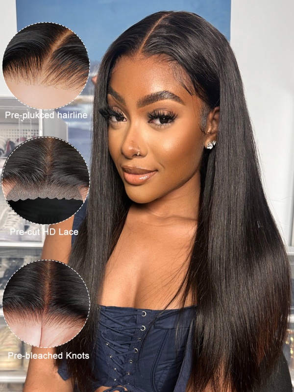 Wear & Go Glueless 9x6 HD Lace Wig Silky Straight Pre-Cut & Pre-Plucked & Pre-Bleached [WG01]