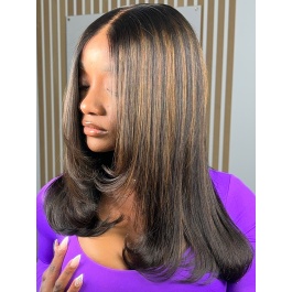 Highlight Silky Straight Layered Bob Glueless 2x6 Closure HD Lace Wig ...