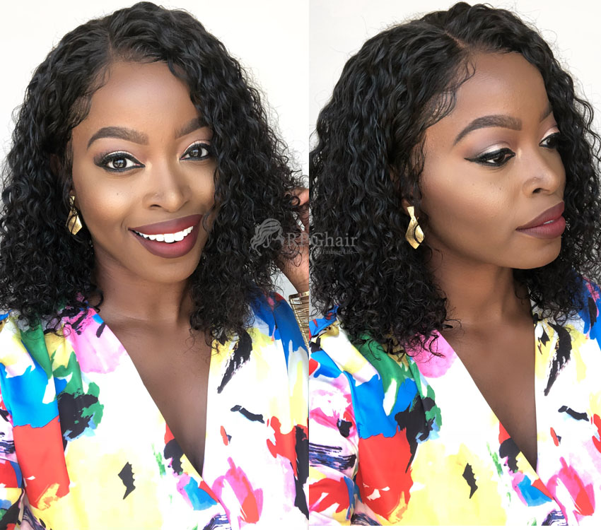180% Tight Curly Indian Remy Hair BOB Lace Front Wigs